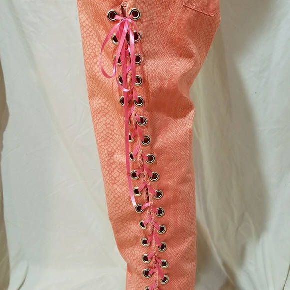 GAP | Jeans | Revamped Pink Snake Skin Lace Up Pants 3429 | Poshmark